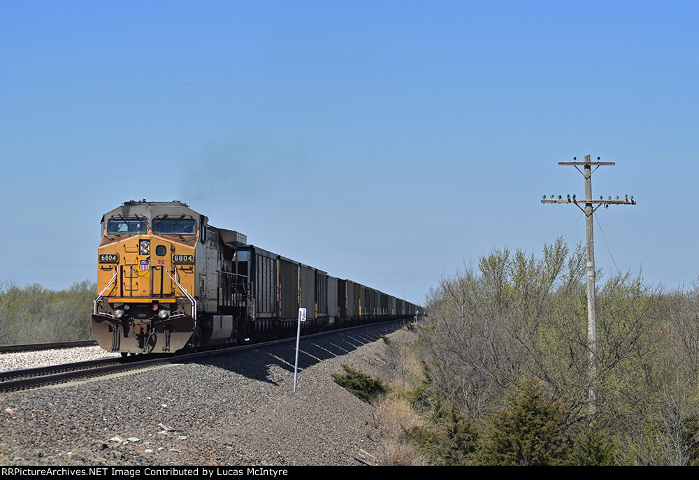 UP 6804 DPU on westbound UP empty coal train